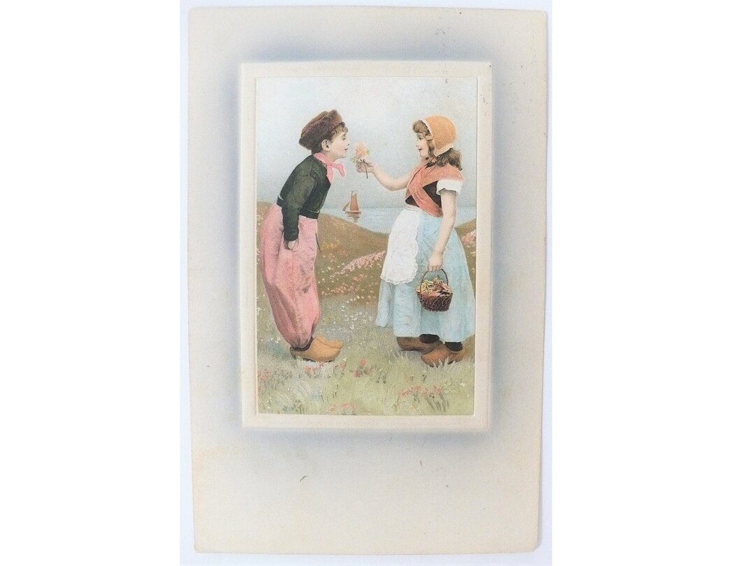 1911 Dutch Boy & Girl Courting Vintage Romance Postcard by - Etsy