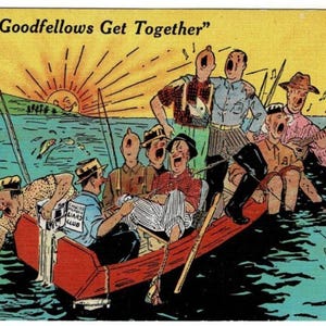 1950s Fishing Goodfellows Liars Club Vintage Comic Postcard Get Lucky ...