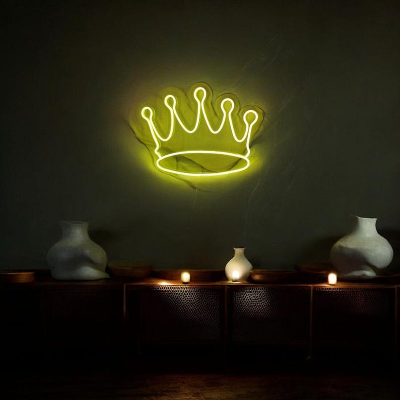 King Crown Neon Sign, Crown Neon Sign, Bedroom Decor, Gift for Men ...