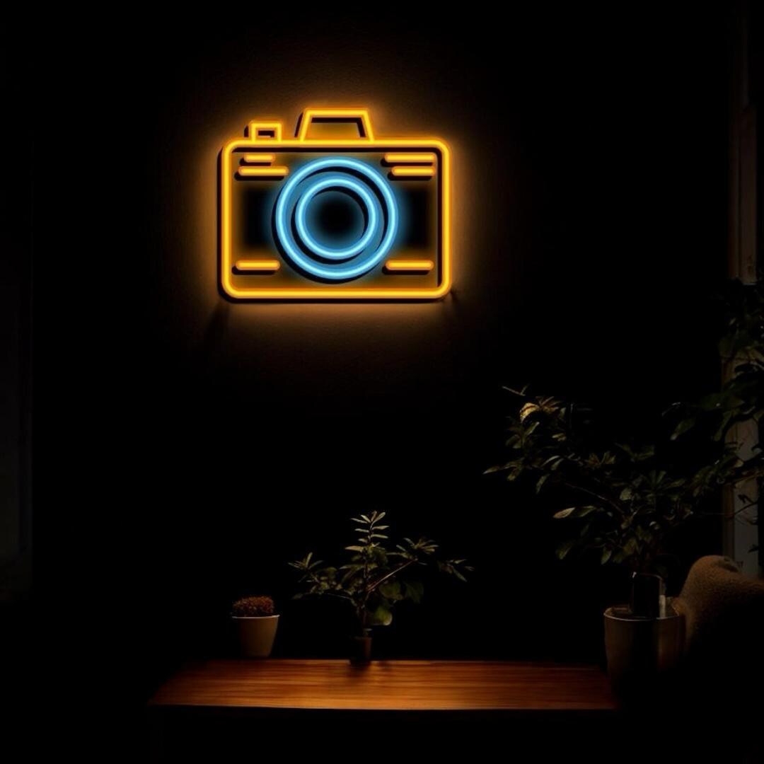 Camera Neon Sign, Nostalgic Camera Decor, Photo Studio Neon Sign Decor ...