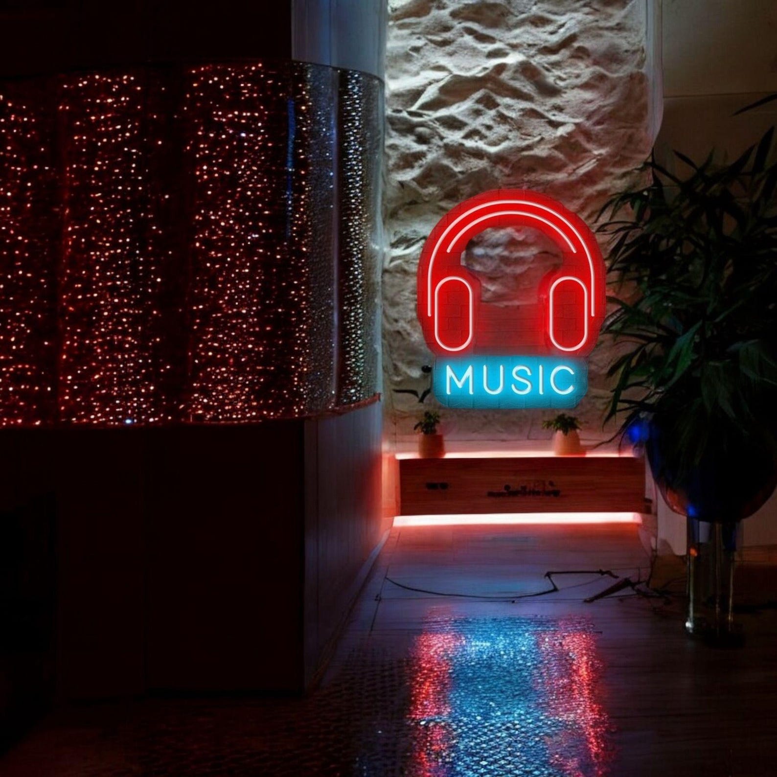 Headphone and Music Neon Sign, Perfect Gift for Music Lovers, Cafe ...
