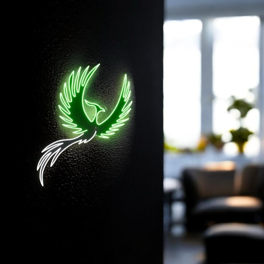Neon Lighted Phoenix Neon Sign, Noble Bird Sign, Big Bird Statue ...