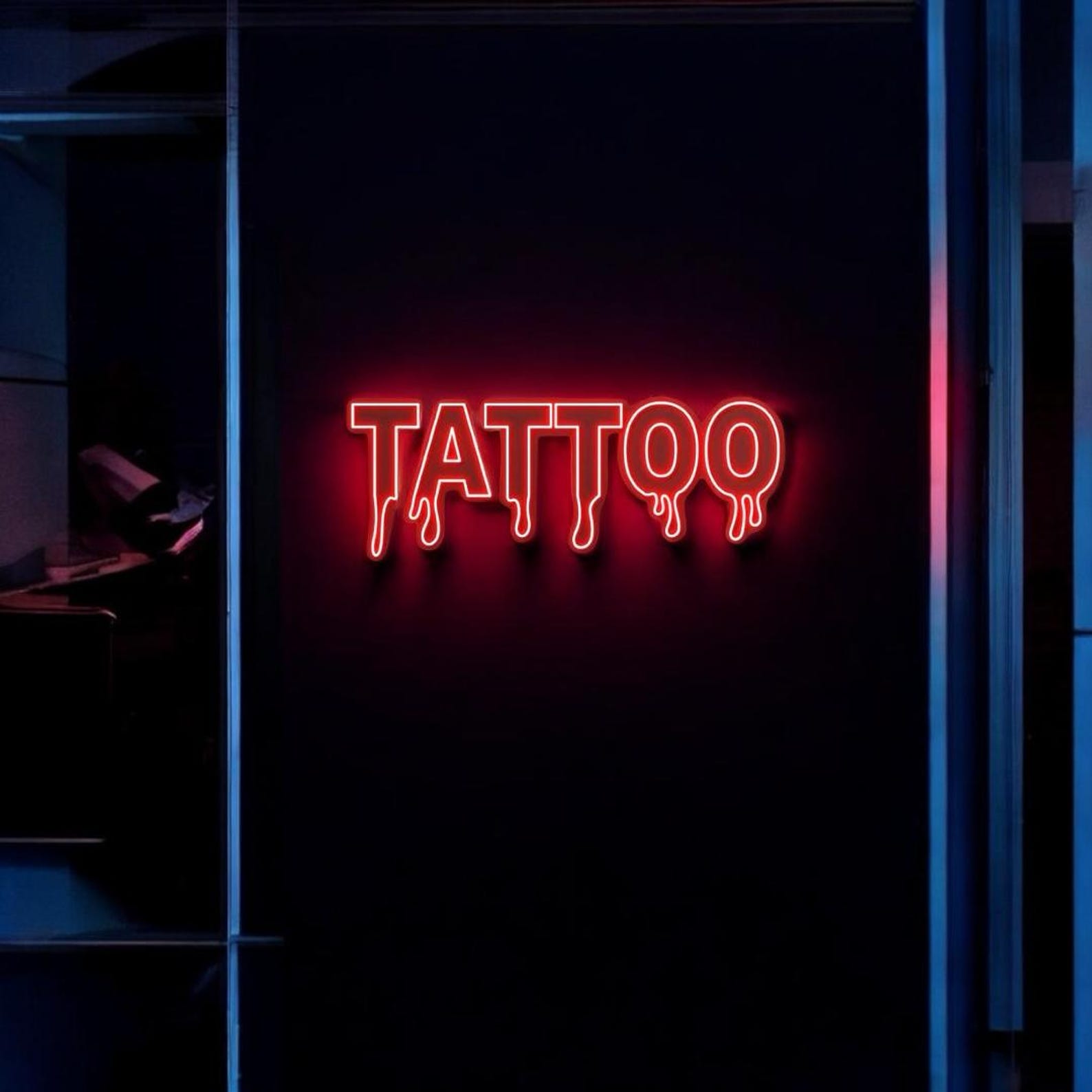 Custom Design Tattoo Lettering Neon Sign, Perfect Neon Wall Decor for ...