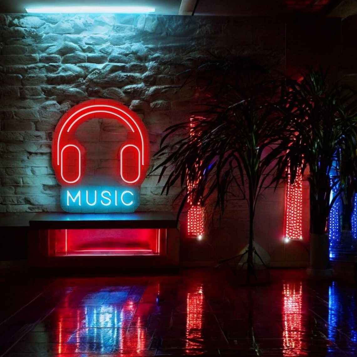 Headphone and Music Neon Sign, Perfect Gift for Music Lovers, Cafe ...