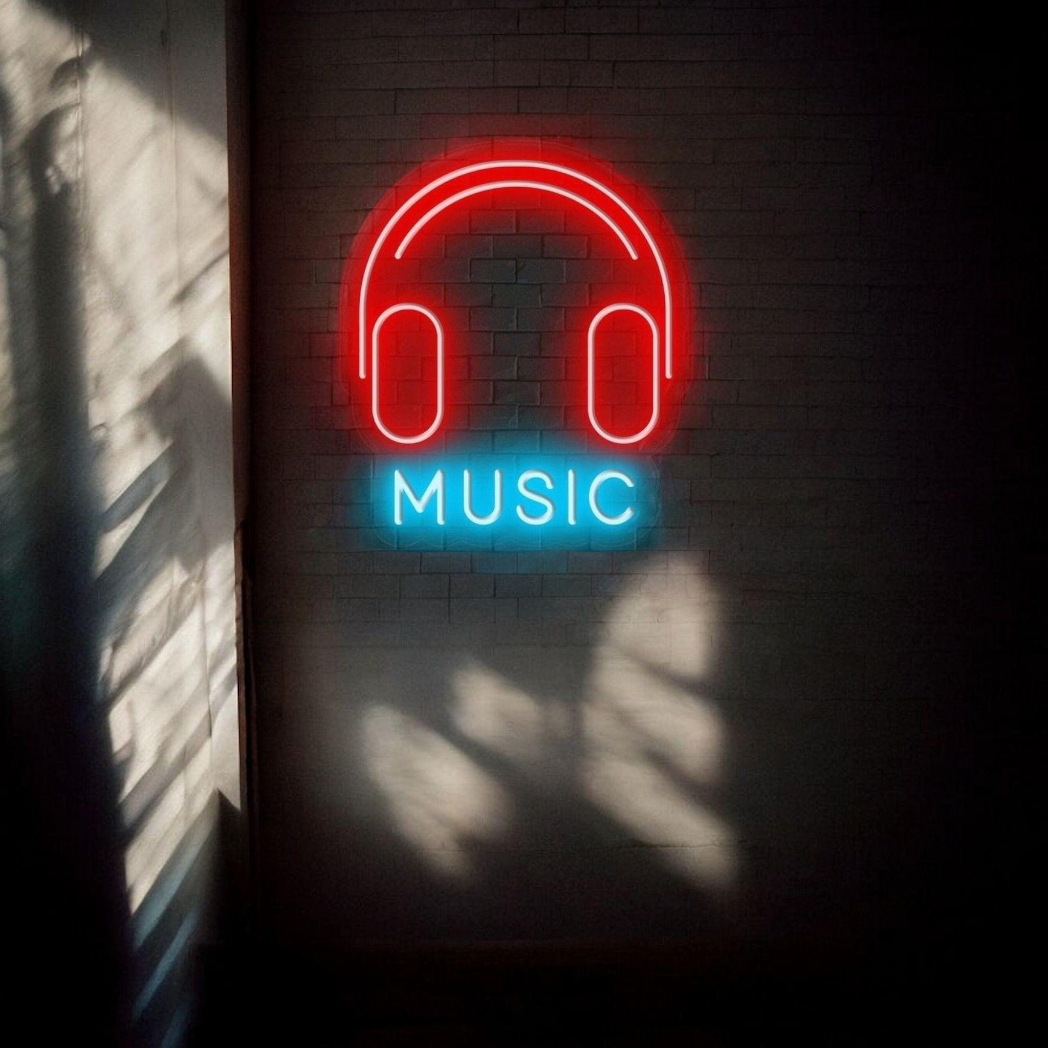 Headphone and Music Neon Sign, Perfect Gift for Music Lovers, Cafe ...