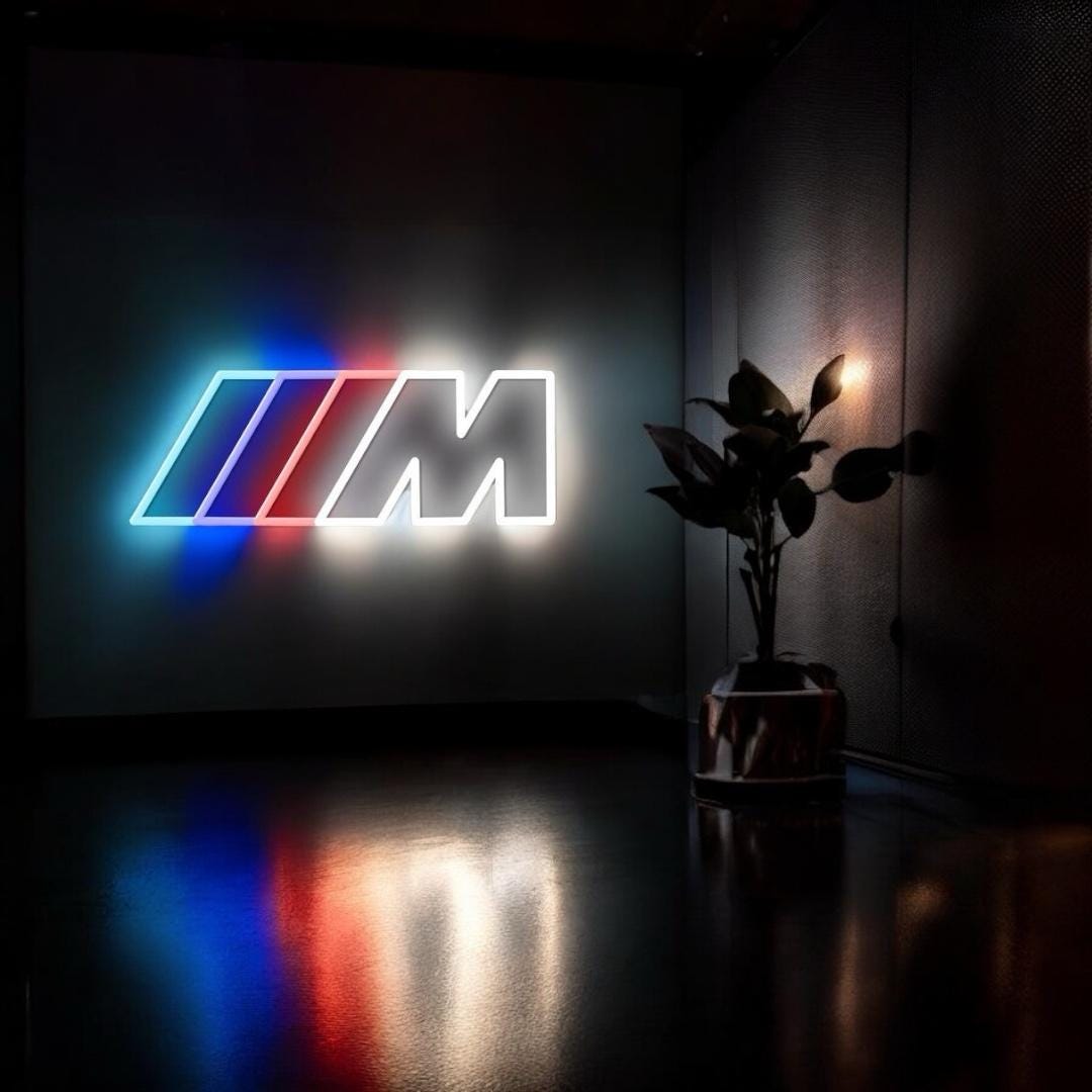 BMW Neon Sign, Custom Design Illuminated BMW M Power Neon Sign, Garage ...