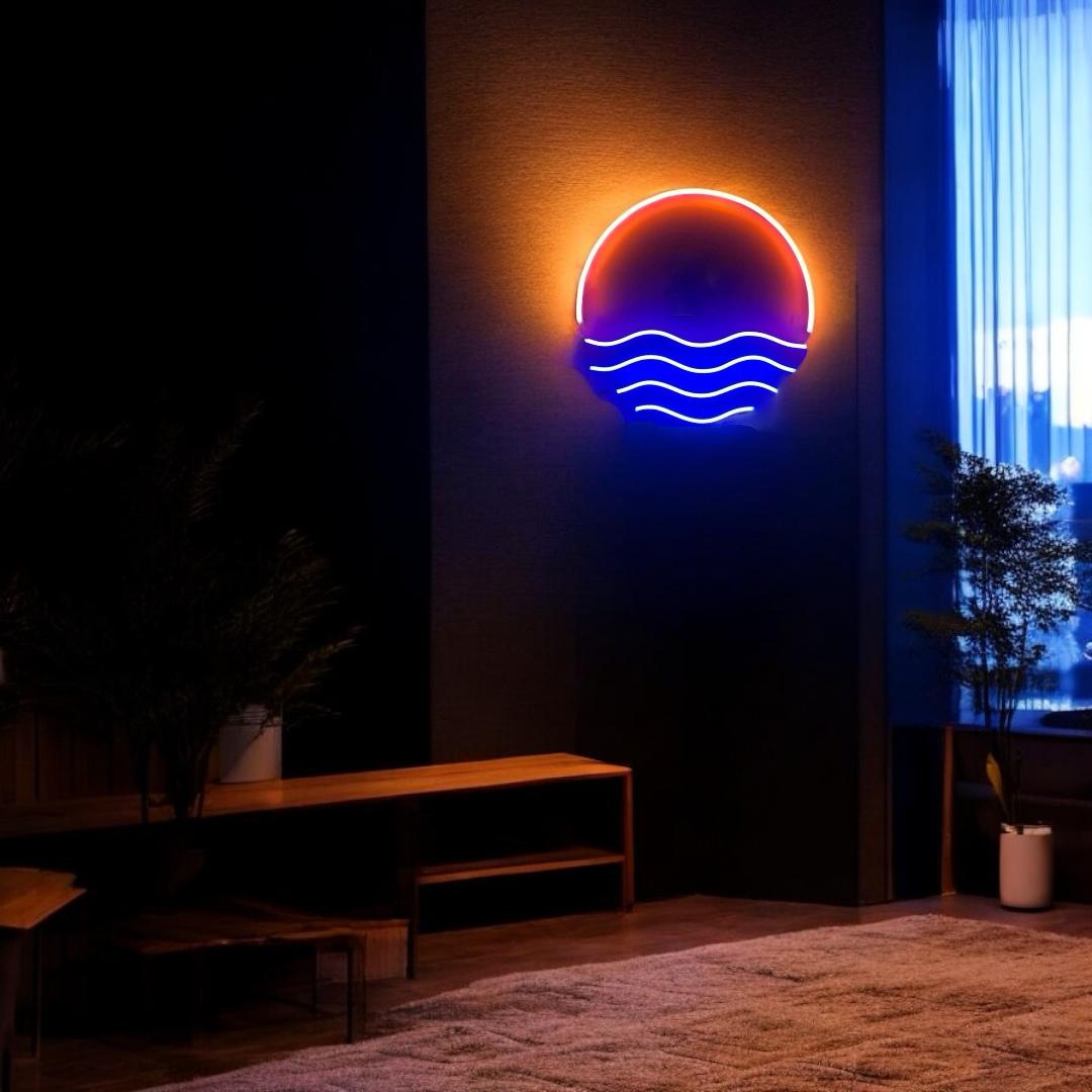 Sunset Neon Sign, Gorgeous Bedroom Wall Decor, Peaceful Landscape Sign ...