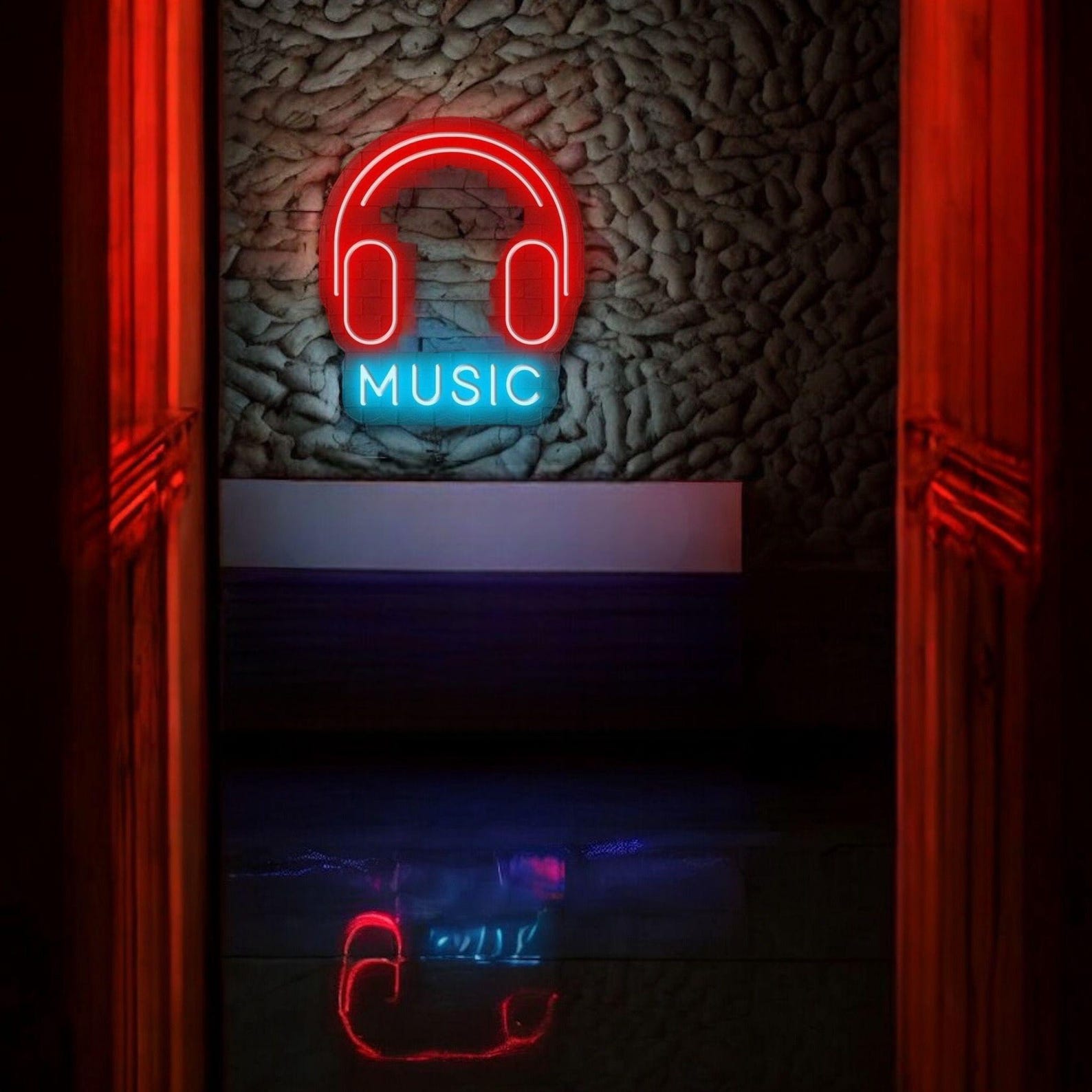 Headphone and Music Neon Sign, Perfect Gift for Music Lovers, Cafe ...