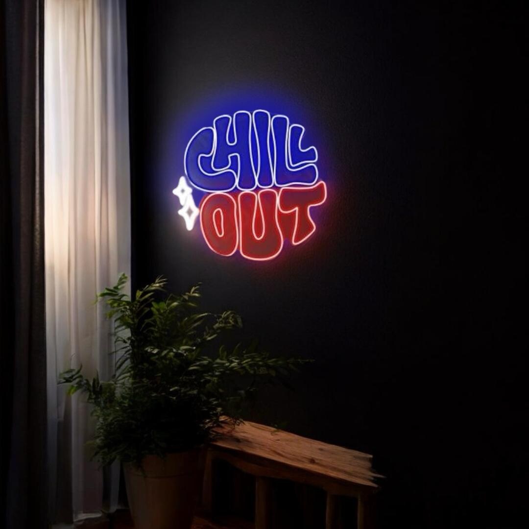 Chill Out Neon Sign, Bedroom Decor, Children's Room Decor Neon Writings ...