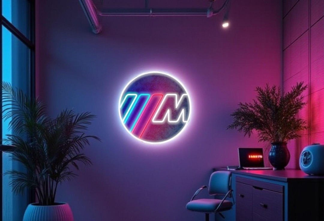 BMW Neon Sign, Custom Design Illuminated BMW M Power Neon Sign, Garage ...