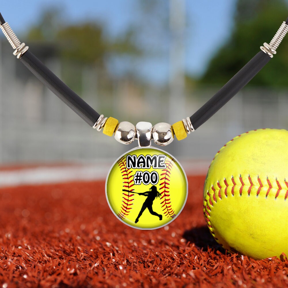 Personalized Softball Necklace Girls Custom Softball Gift | Etsy