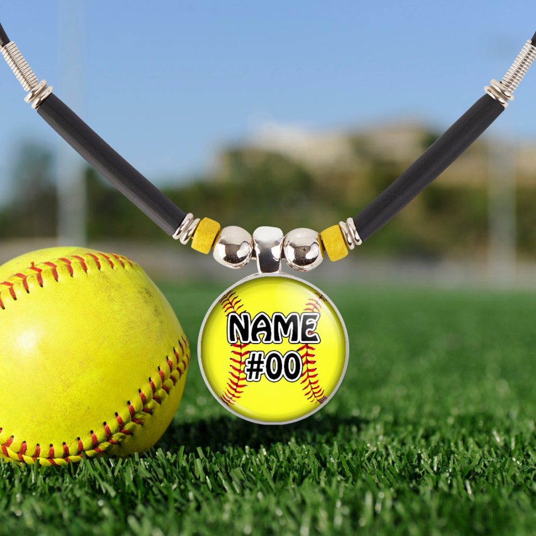 Personalized Name and Number Girls Softball 3D Necklace-fastpitch ...