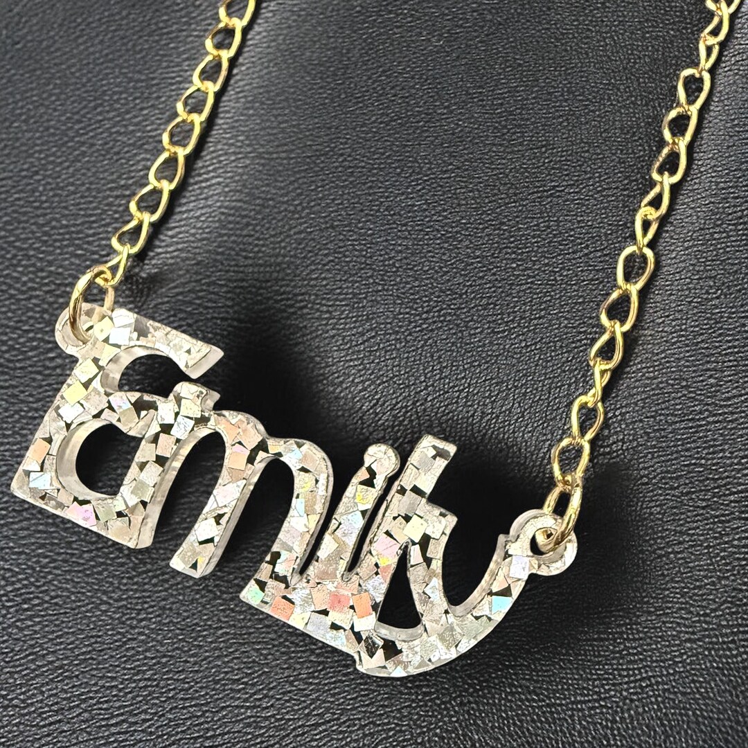 Custom Name Necklace Design Custom Acrylic Pendant Chain Gold Charm ...