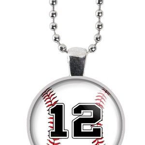 Baseball Gift Baseball Number Ball Chain Necklace for Boys With Name ...