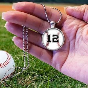 Baseball Gift Baseball Number Ball Chain Necklace for Boys With Name ...