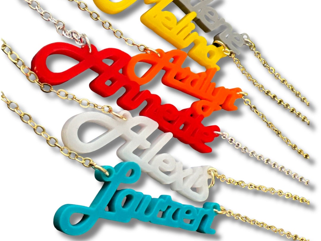 Personalized Retro Acrylic Name Necklace Gift Idea for Kids Back to ...