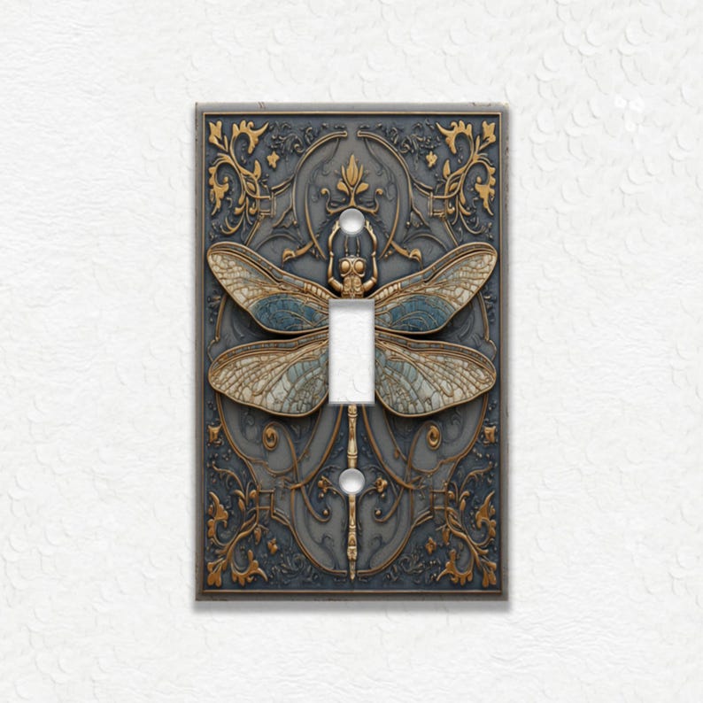 Gray Dragonfly Design Metal Light Switch Plate Covers and Outlets ...
