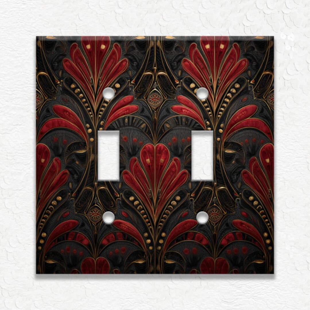 Vintage Design Metal Switch Plate Covers and Outlets Red and Black ...