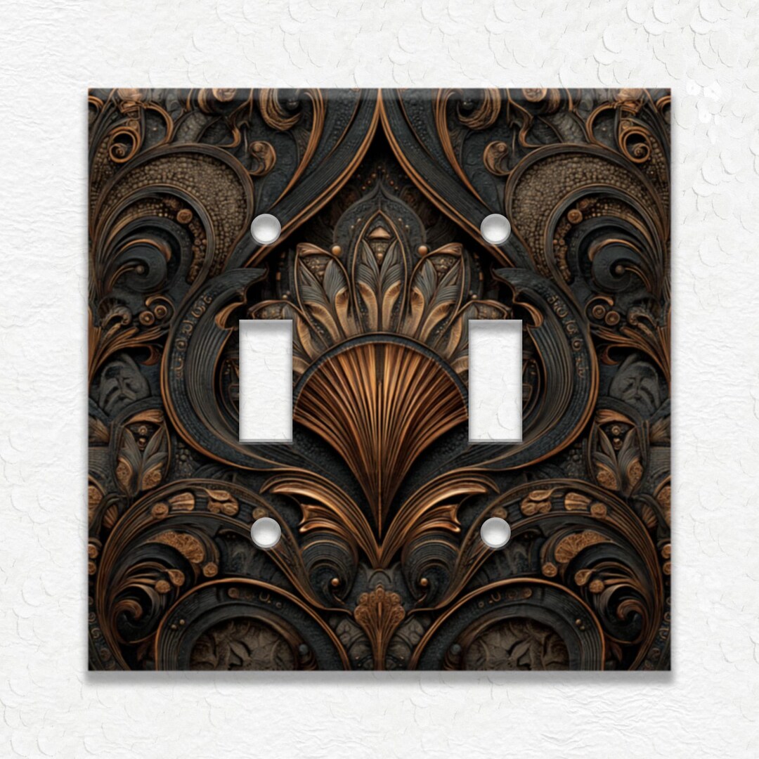 Metal Switch Plate Covers and Outlet Covers Vintage Black and Brown ...