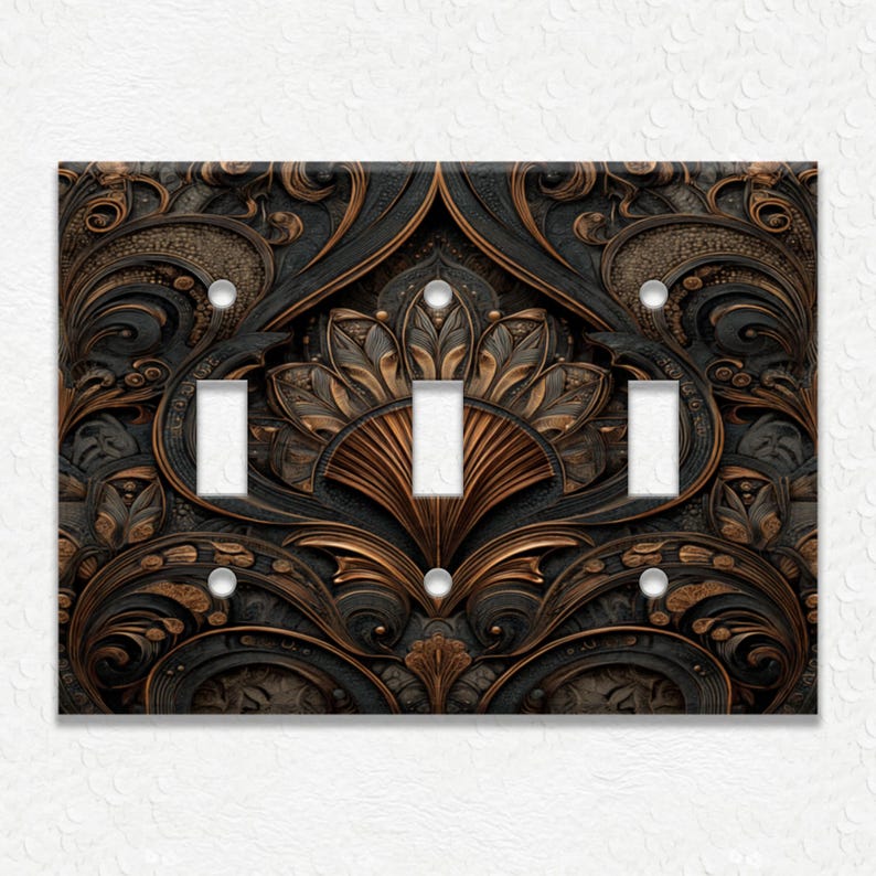 Metal Switch Plate Covers and Outlet Covers Vintage Black and Brown ...