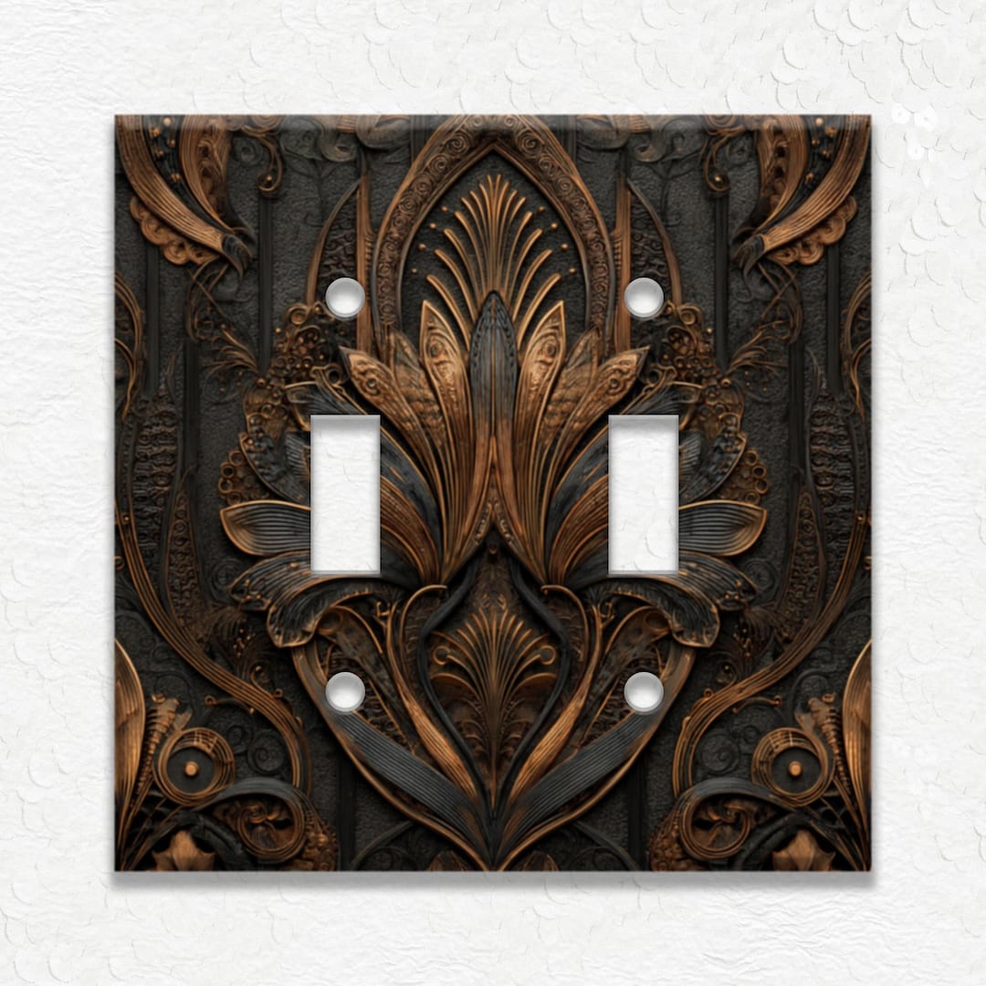Metal Switch Plate Covers and Outlet Covers Vintage Black and Brown ...