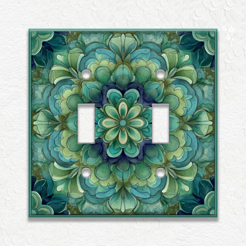 Green Antique Medallion Design Metal Light Switch Covers and Outlets ...