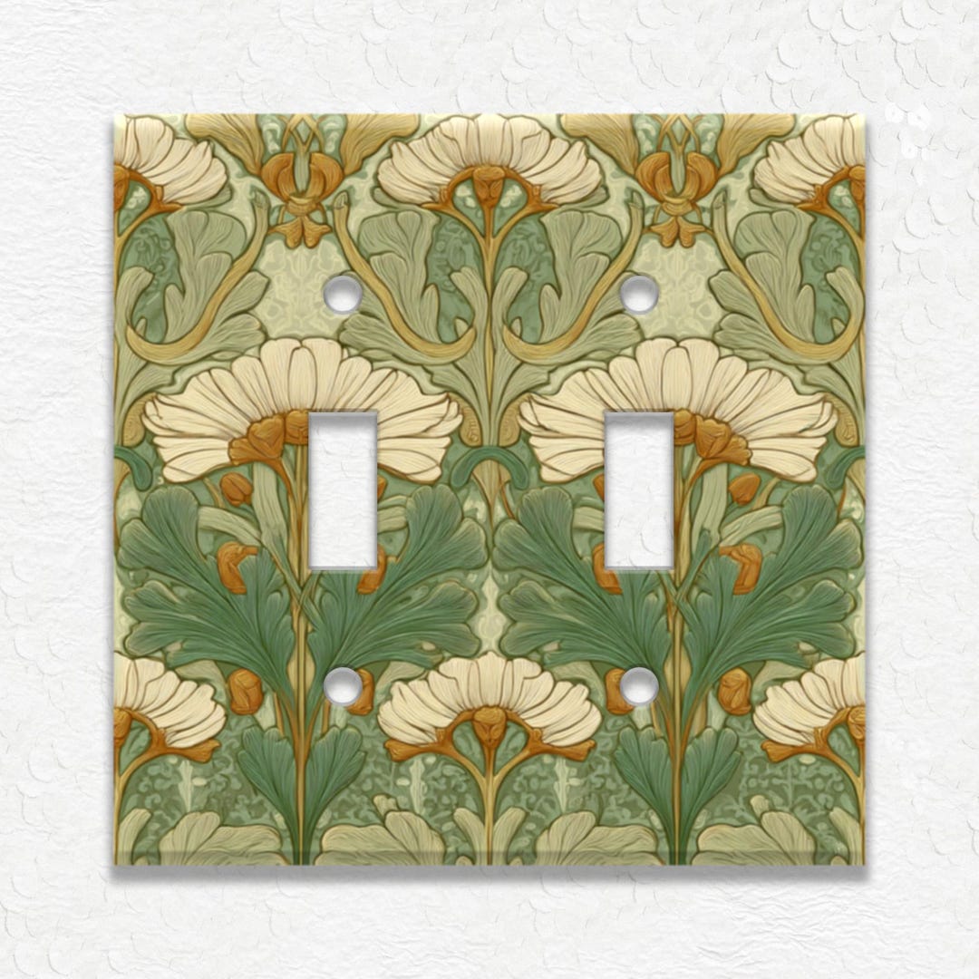 Metal Light Switch Plates Green Antique Art Nouveau Design Outlet ...