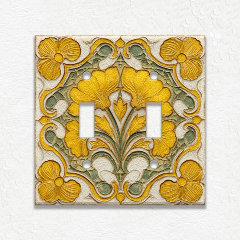 Antique Design Metal Light Switch Covers Yellow Decorative Switch ...