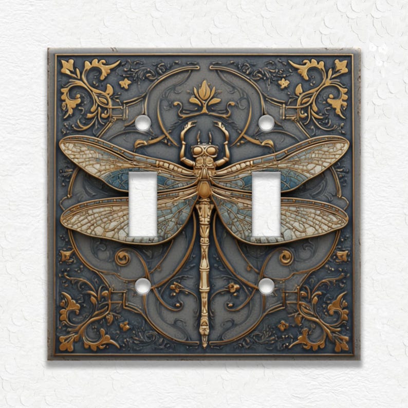Gray Dragonfly Design Metal Light Switch Plate Covers and Outlets ...