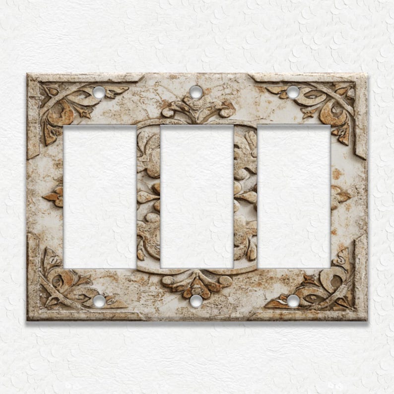 Metal Light Switch Cover Tan Antique Medallion Design - Receptacle ...