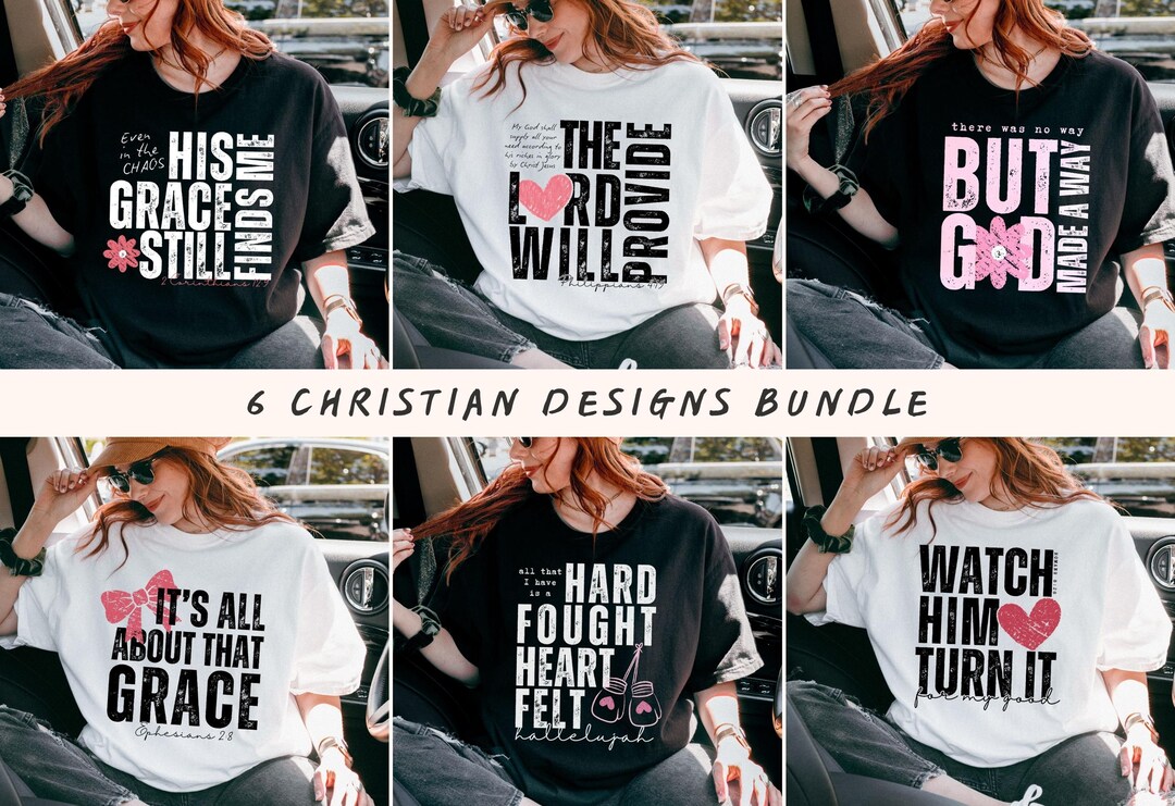 6x Bold Christian T-shirt Design Pngs Bundle (digital Download) - Etsy