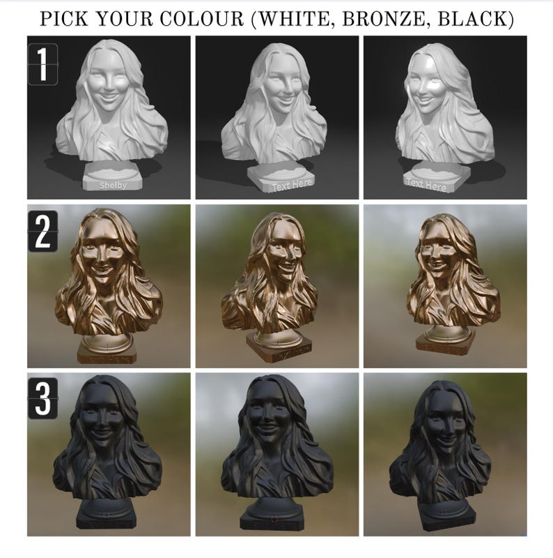 Customized 3D Printed Bust Statue Customizable 3D Sculpture Custom Gift ...