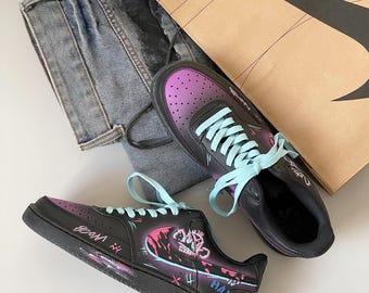 Custom AF1 Sneakers, Custom Air Force 1 Shoes, Handmade, Spray-painted ...