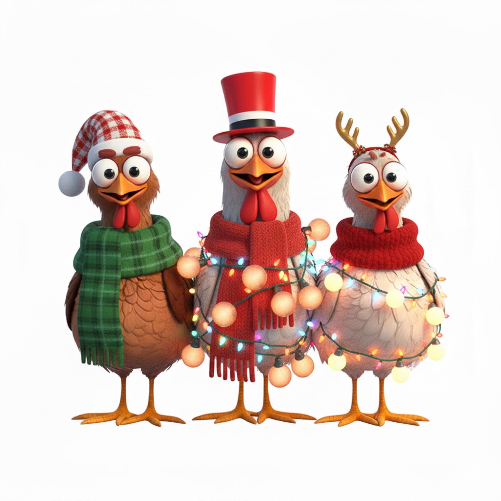 Christmas Chicken Clipart PNG Funny Holiday Chicken Illustrations Farm ...