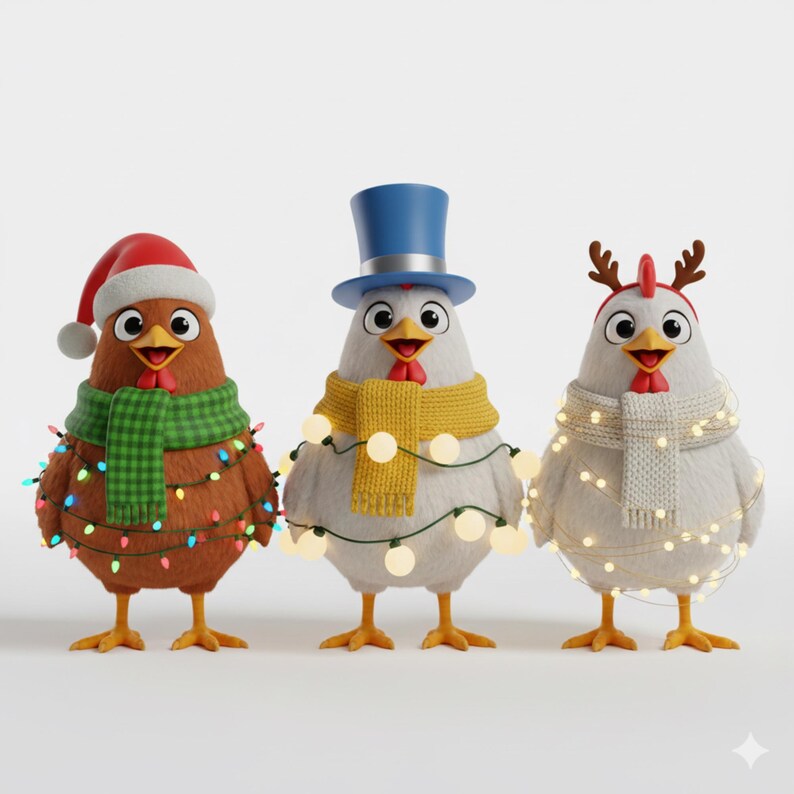 Christmas Chicken Clipart PNG Funny Holiday Chicken Illustrations Farm ...