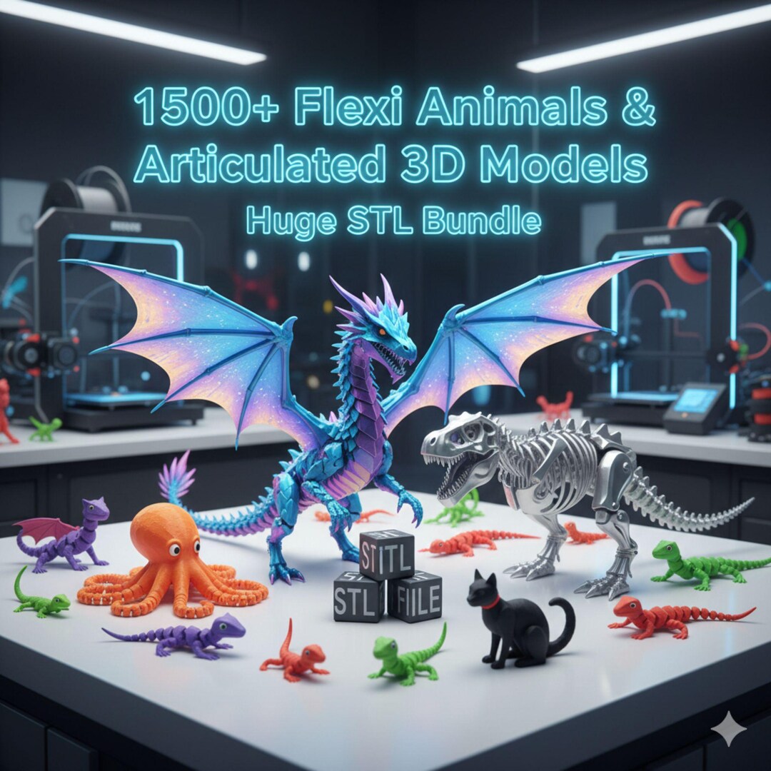1500+ Flexi Animal STL Bundle, Articulated 3D Models (digital Download ...