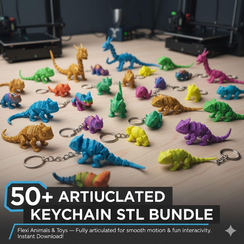 50+ Articulated Keychain STL Bundle Flexi Animals & Toys 3D Print STL ...