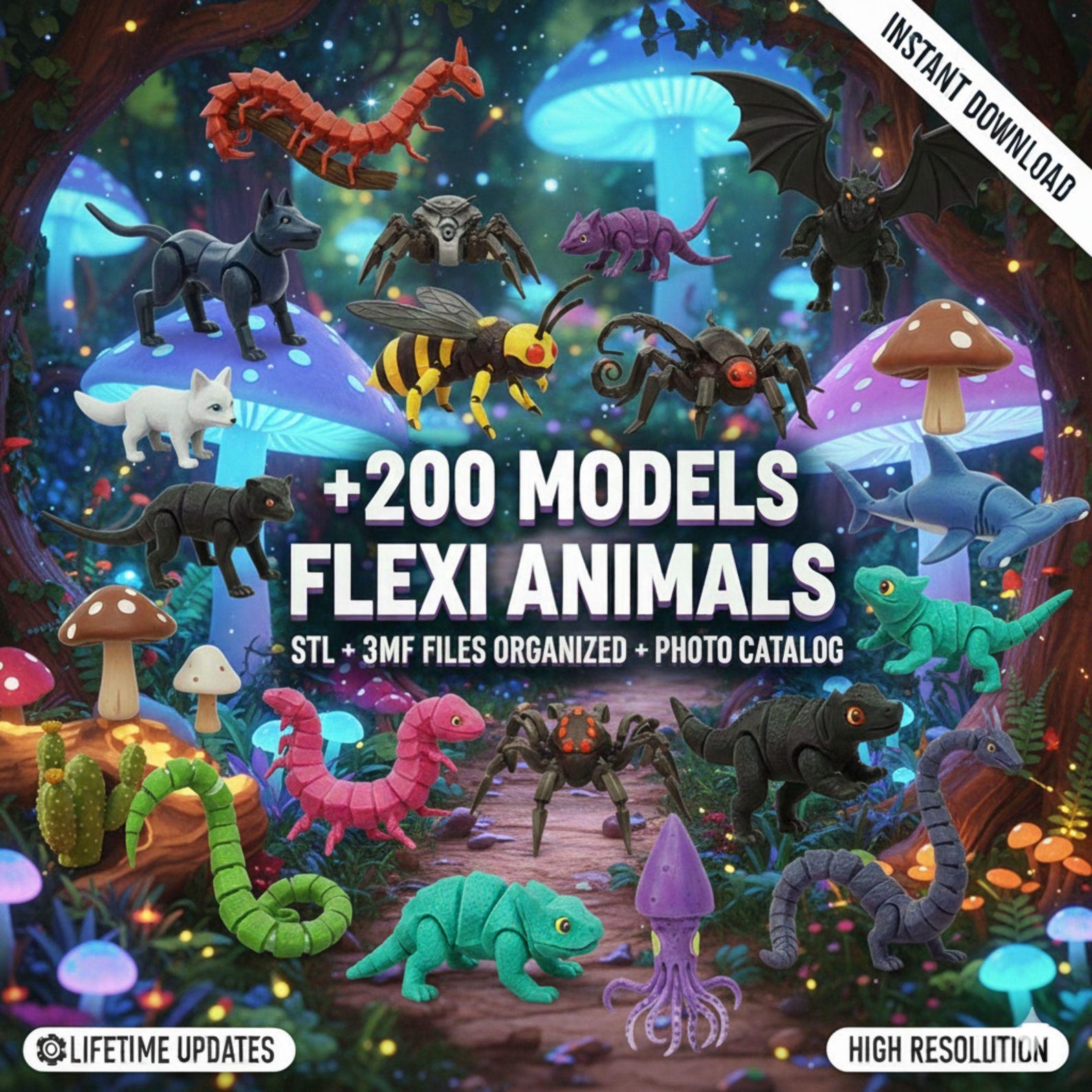 200+ Flexi Animals & Articulated 3D Models | Huge STL Bundle | Flexi ...