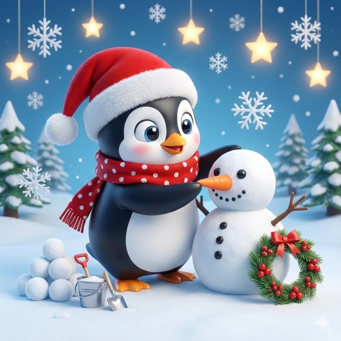 Winter Penguin Clipart | Cute Christmas Penguin PNG | Snow Penguin ...