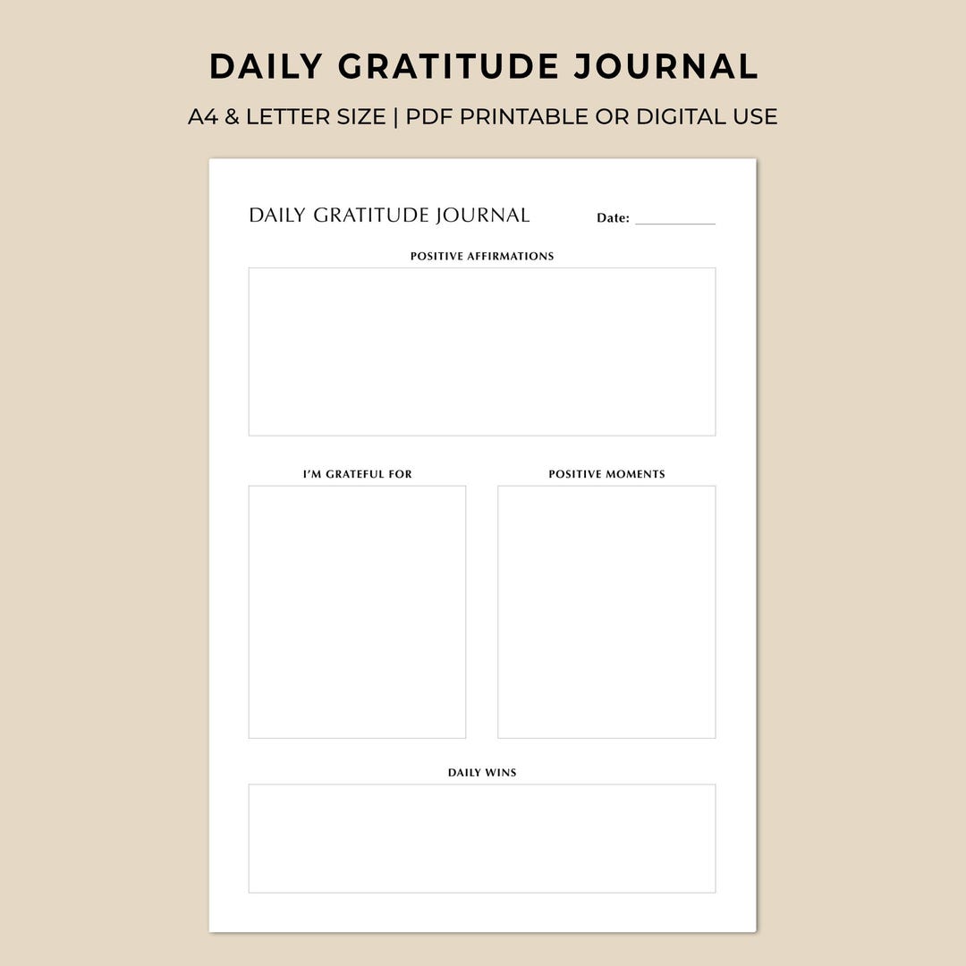 Daily Gratitude Journal Printable | Mindfulness & Positive Thinking ...