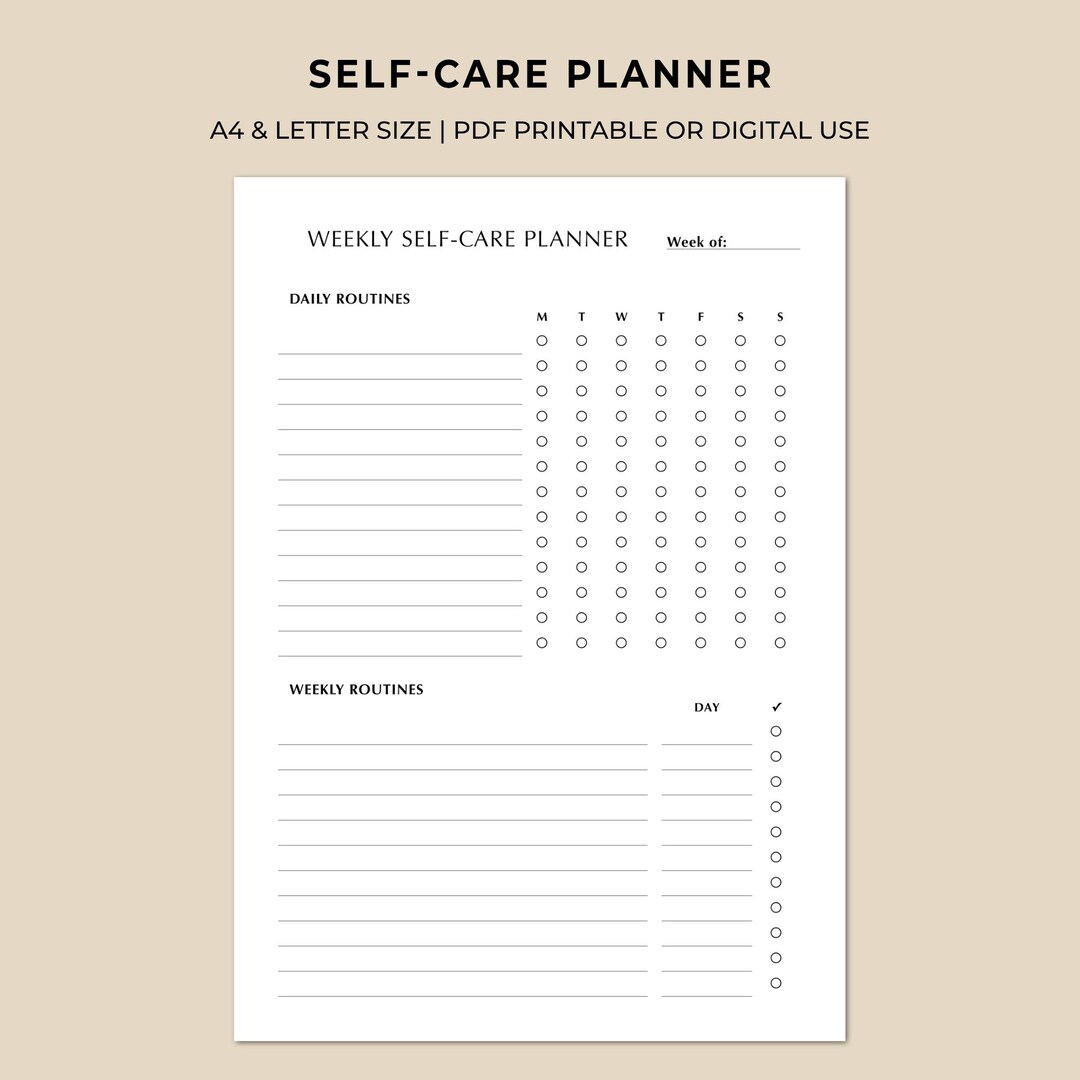 Weekly Self-care Planner | Routine Tracker for Daily & Weekly Self Care ...
