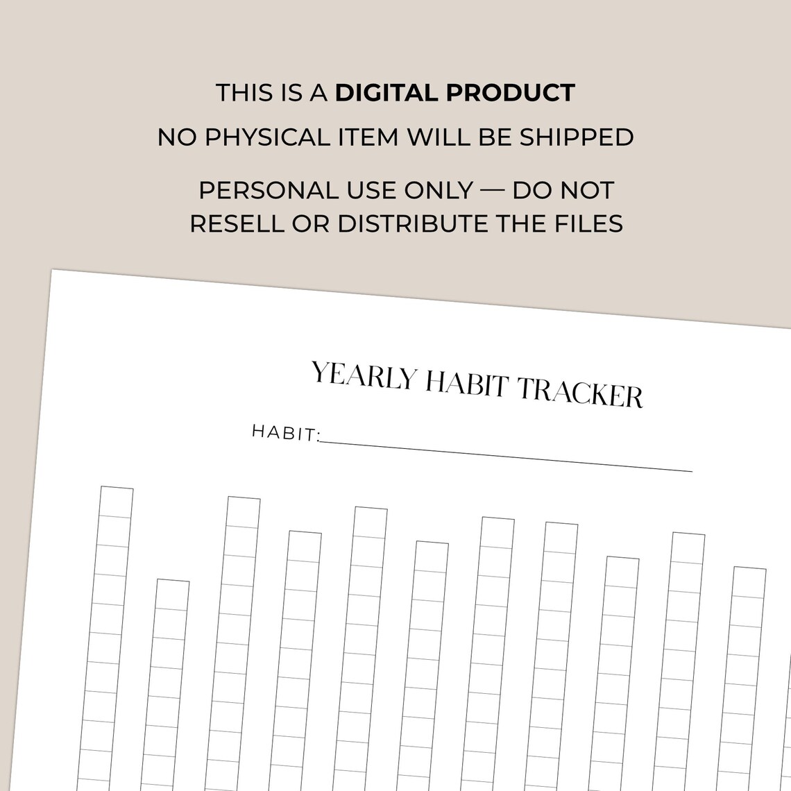 Yearly Habit Tracker Printable | Visual Progress Tracker | Minimal ...