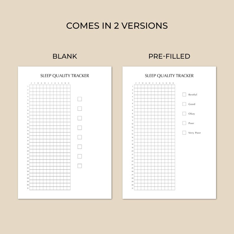Sleep Quality Tracker Printable | Coloring Sleep & Rest Quality Tracker ...