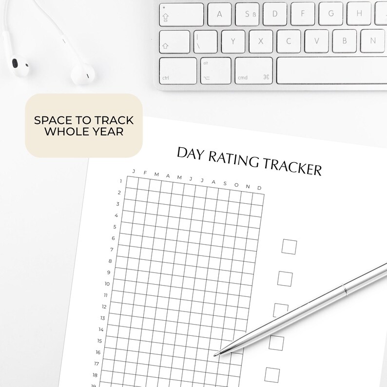 Rate Your Day Tracker Printable | Color Grid Daily Rating Habit Tracker ...