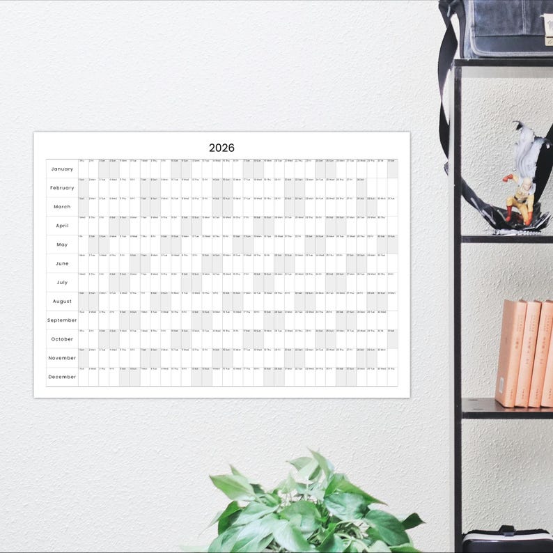 2026 Year Planner Printable | Horizontal Yearly Planning Calendar ...