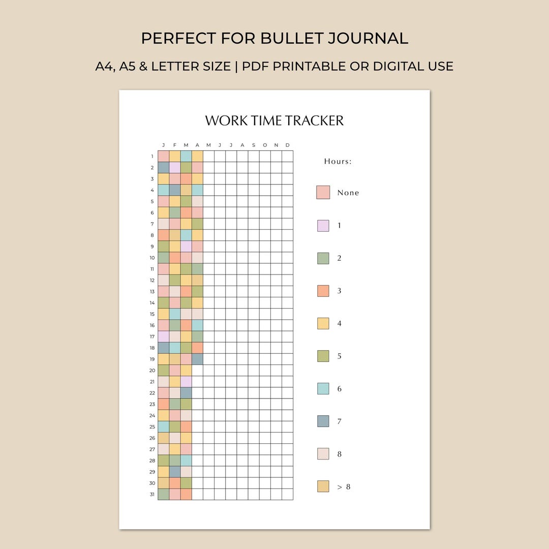Work Time Tracker Printable | Daily Work Hours & Time Awareness Tracker ...
