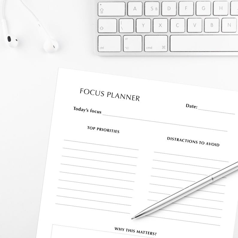 Daily Focus Planner Printable | Productivity & Distraction Control ...
