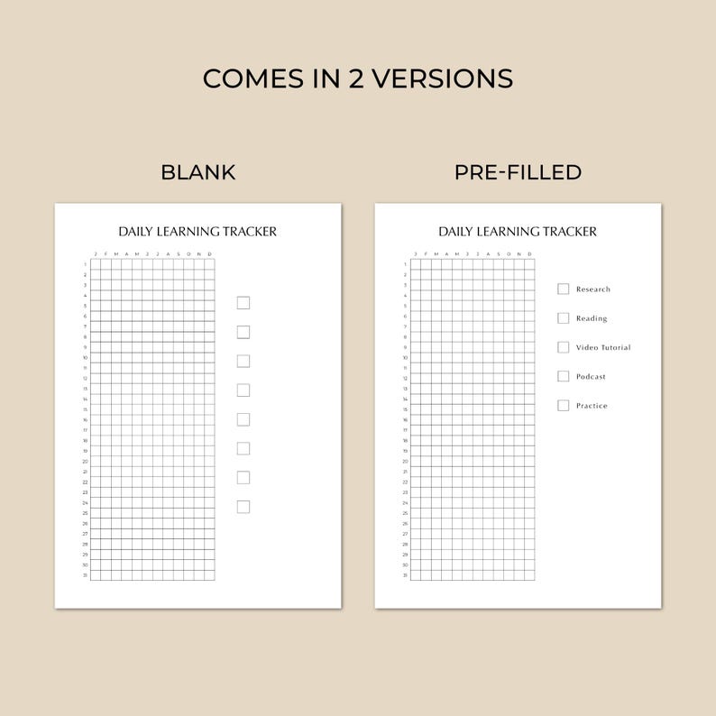Daily Learning Tracker Printable | Learning & Skill Building Habit ...