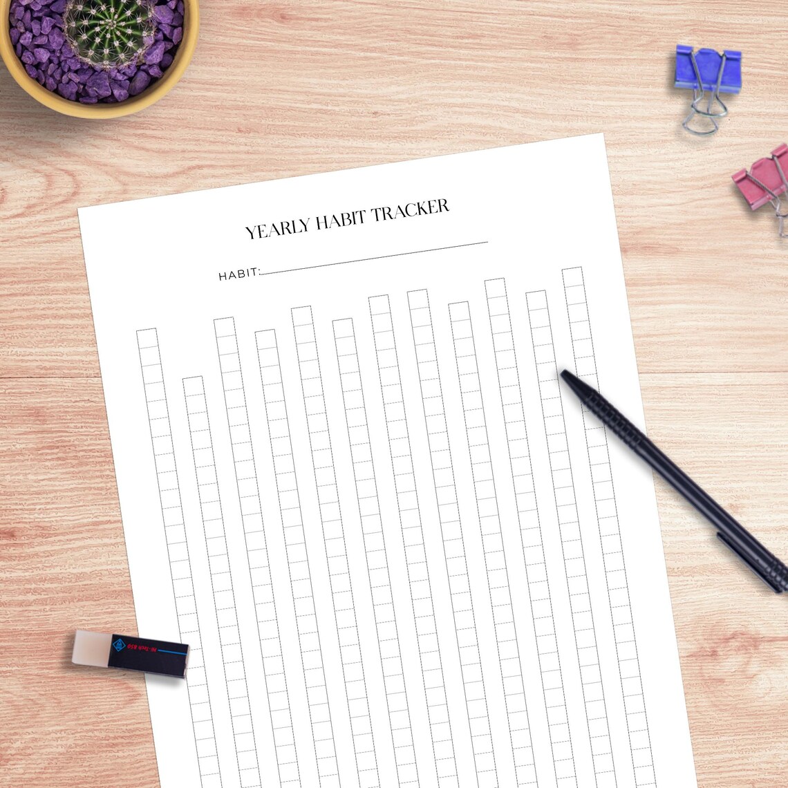 Yearly Habit Tracker Printable | Visual Progress Tracker | Minimal ...