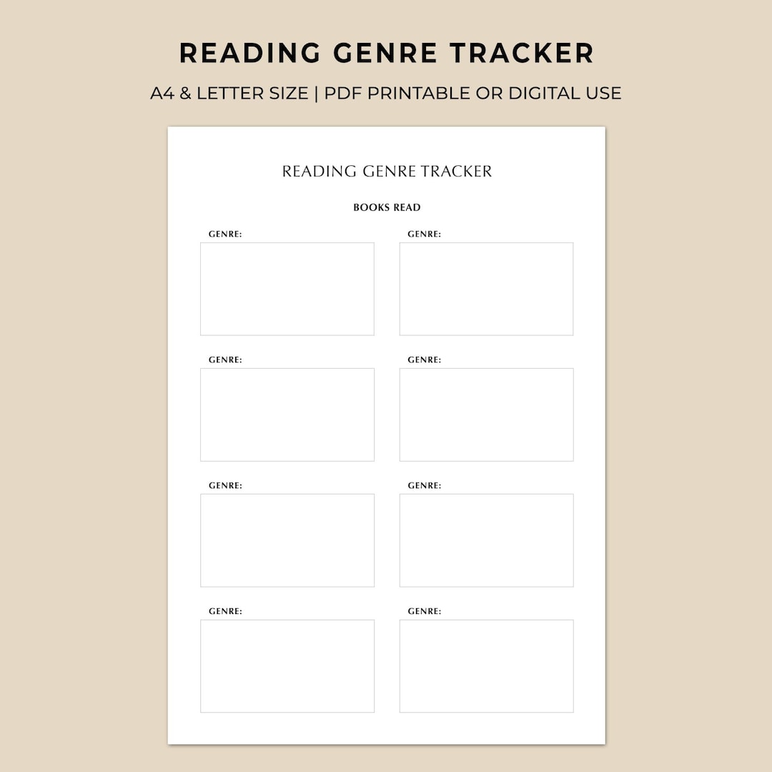 Reading Genre Tracker Printable | Track Books Read by Genre - Etsy